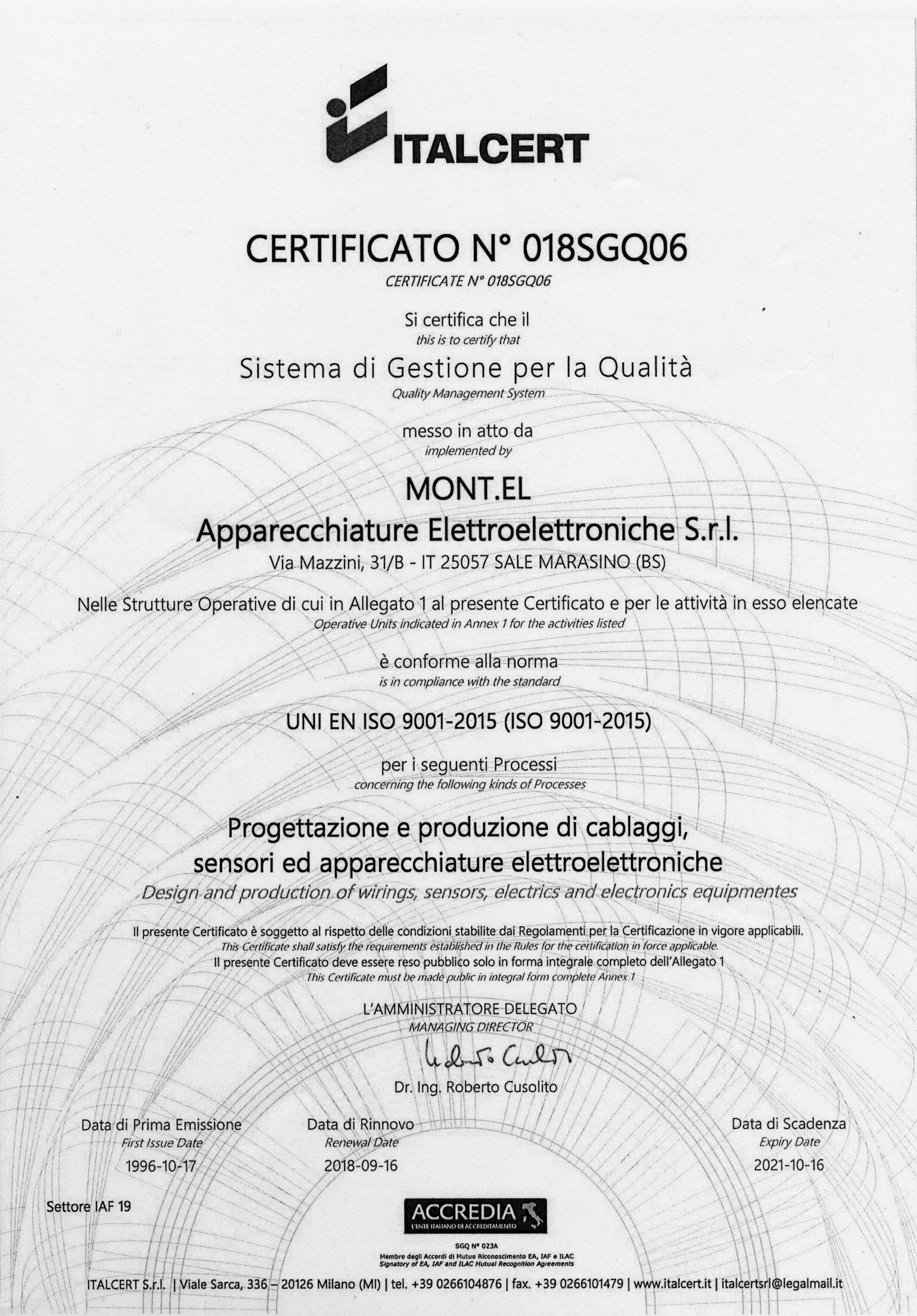 Mont.El certifications